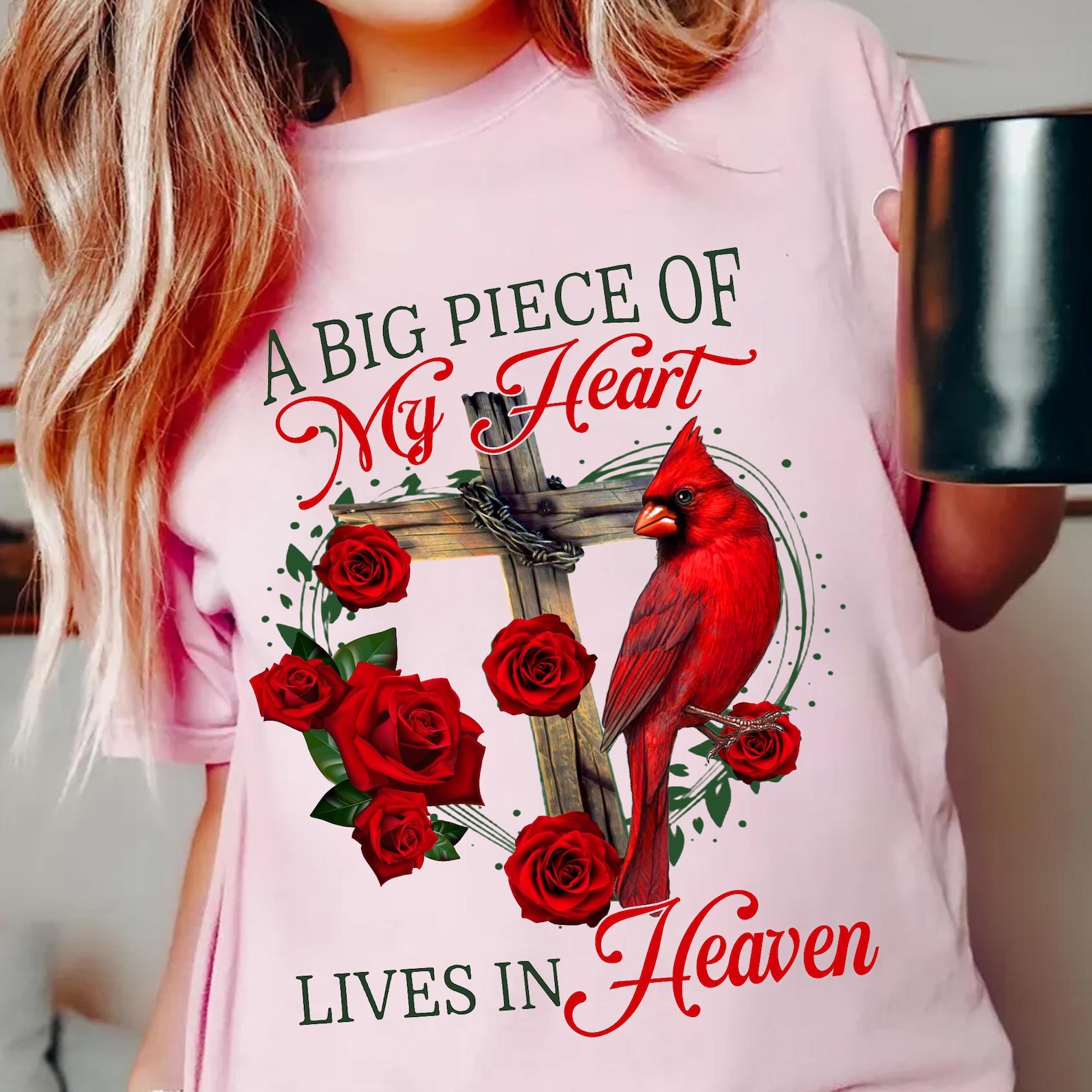 Memorial Cardinal PNG Design: Roses and Cross Remembrance (digital ...