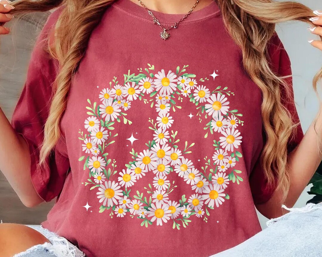 Daisy Peace Sign PNG: Retro Flower Power Sublimation (digital Download ...