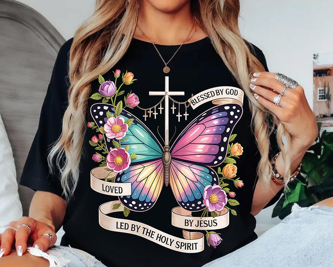Christian Butterfly Cross PNG, Religious Floral Design (digital ...