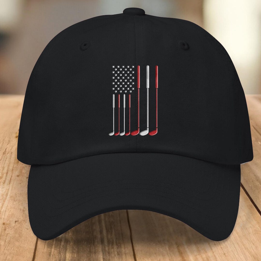 American Flag Golf Club Embroidery Design Patriotic Golf Hat Embroidery ...