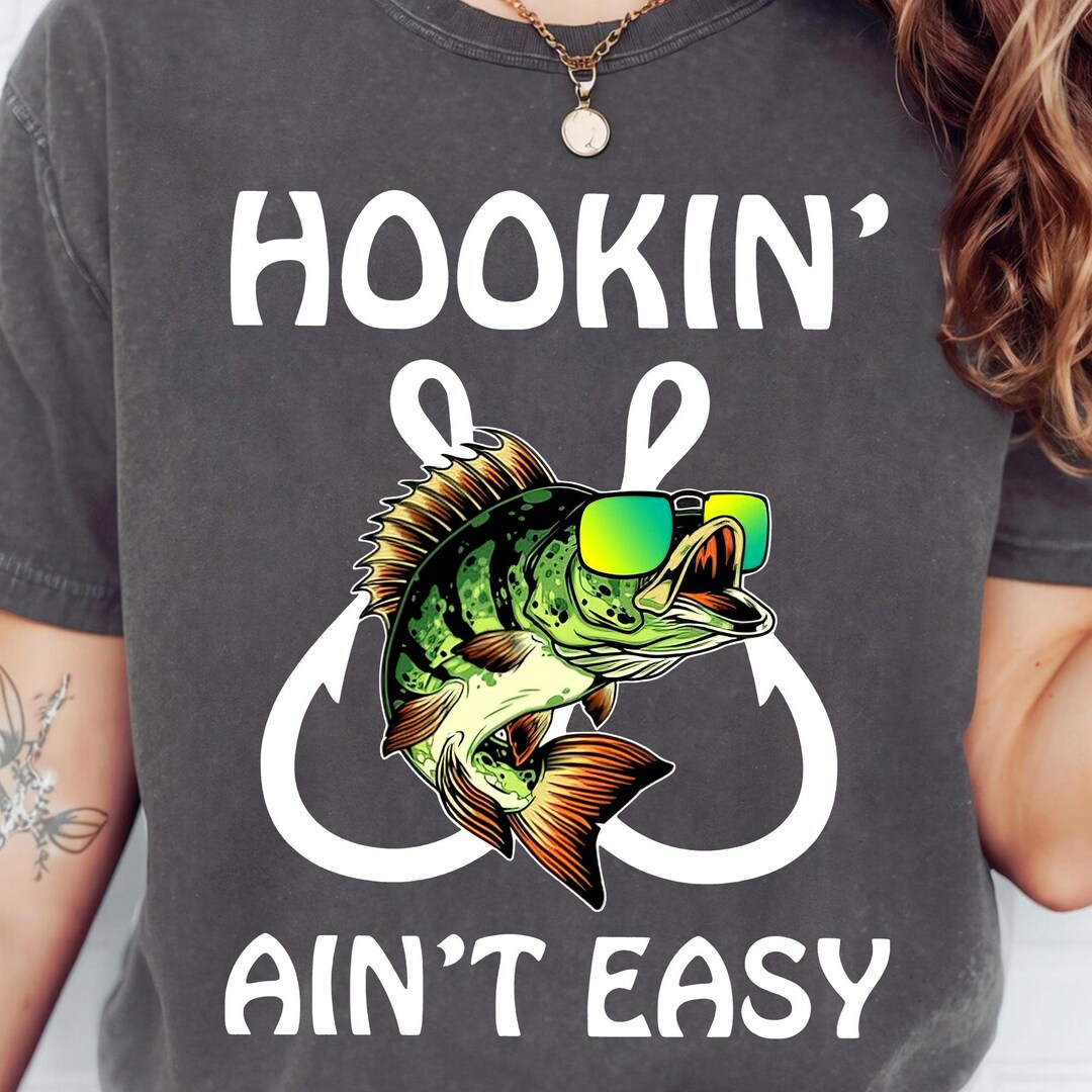 Hookin' Ain't Easy Fishing PNG - Cool Bass Fish Artwork With Hooks for ...