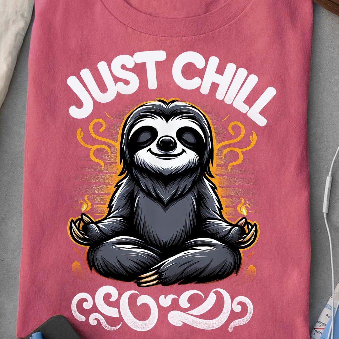 Just Chill Sloth Meditation PNG – Cute Zen Sloth Sublimation Design ...