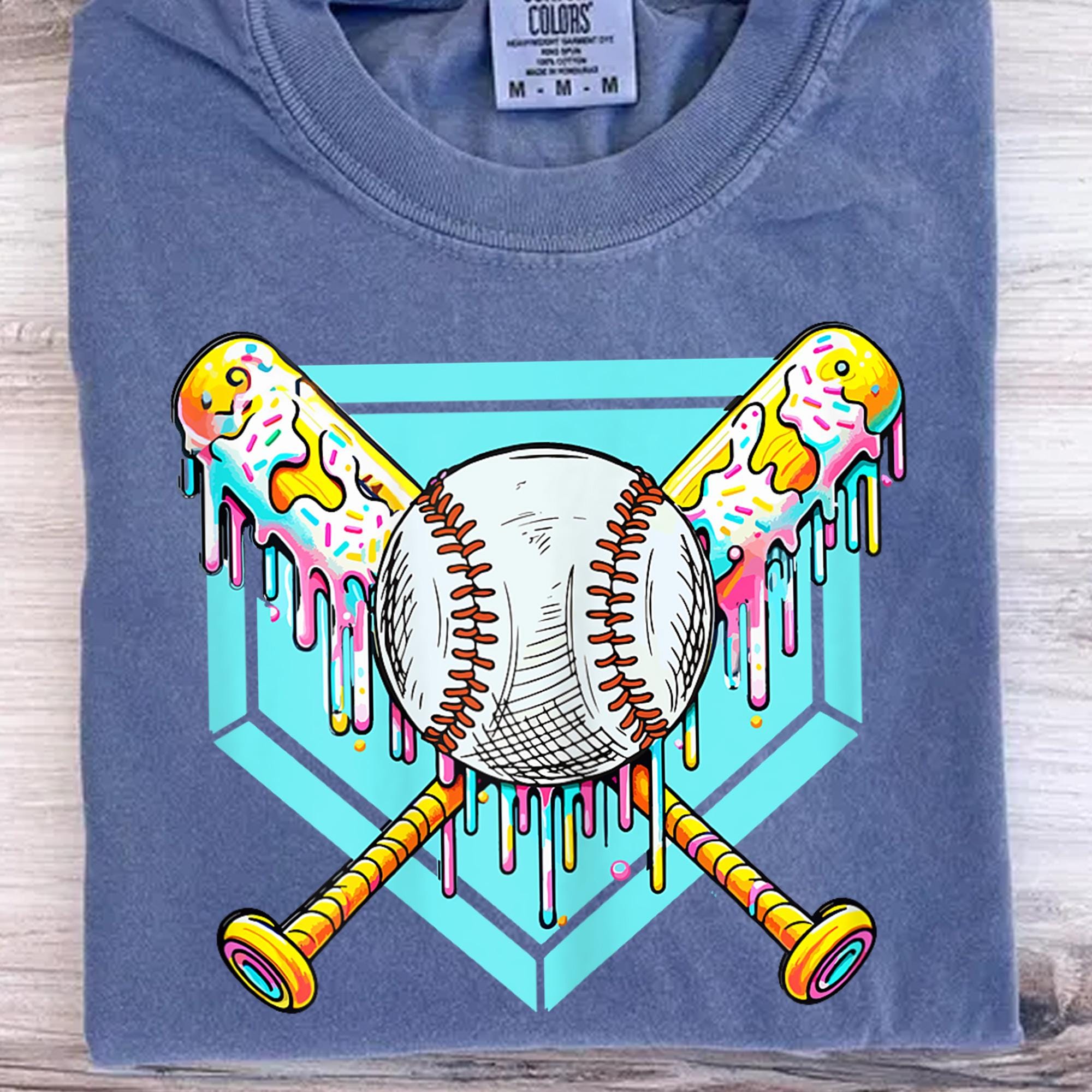 Dripping Baseball PNG - Colorful Baseball Bats Clipart - Sports PNG for ...