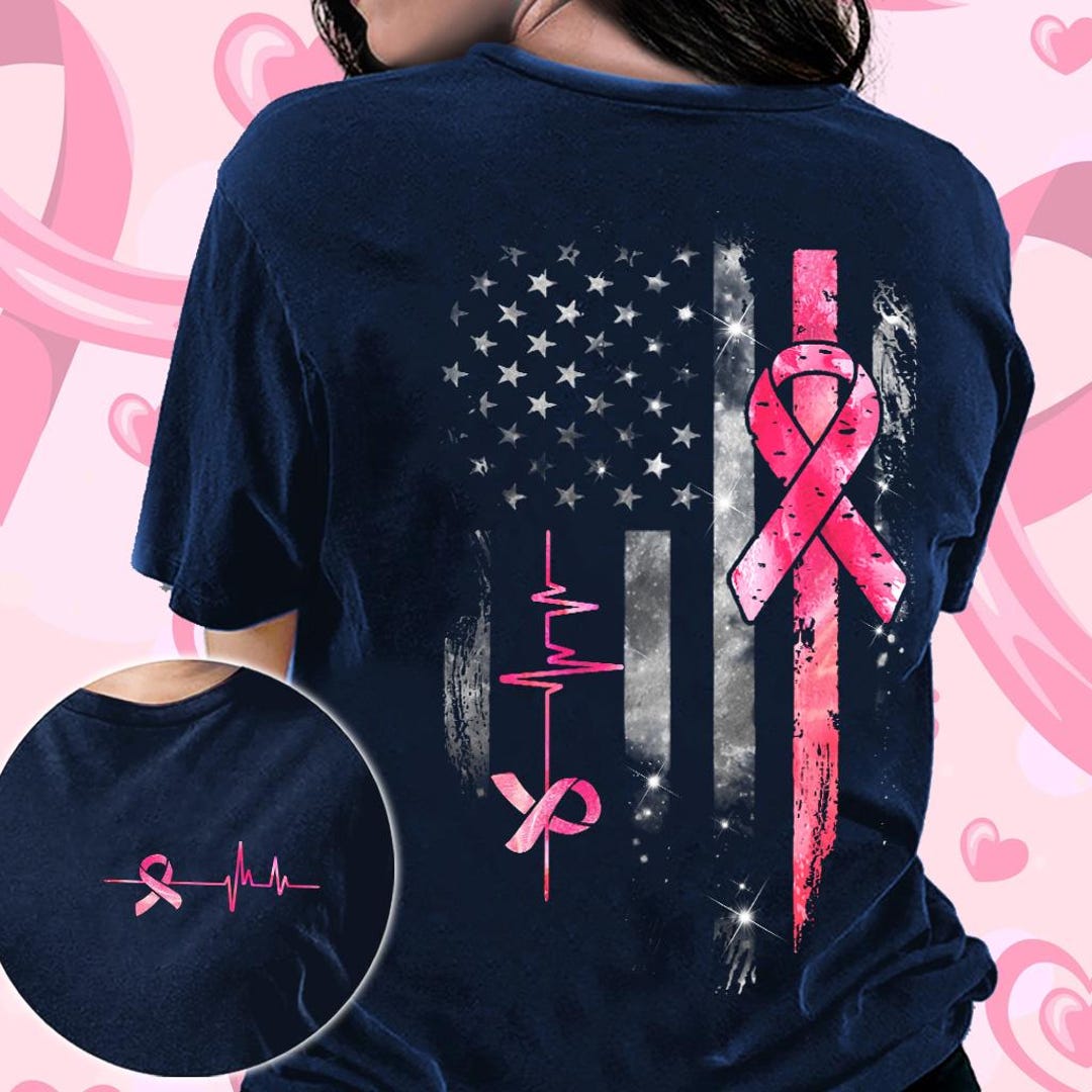 Pink Ribbon American Flag PNG: Breast Cancer Awareness Sublimation ...