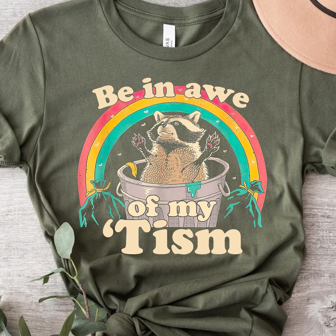 Funny Raccoon Autism Pride PNG: Retro Rainbow Design (digital Download ...