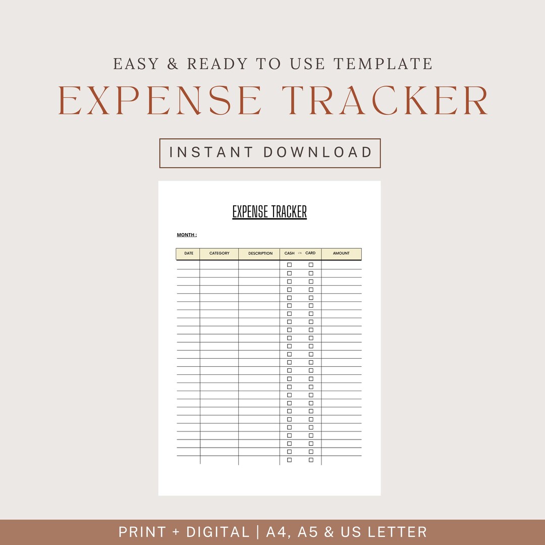 Expense Tracker, Expense Tracker Print, Simple Expense Tracker, Daily ...