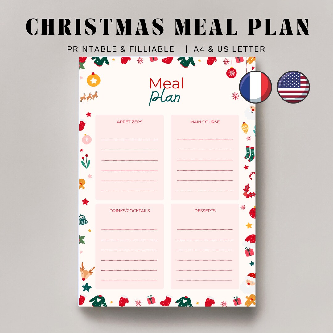 Christmas Meal Plan | Printable & Digital | A4 and US Letter | Instant ...