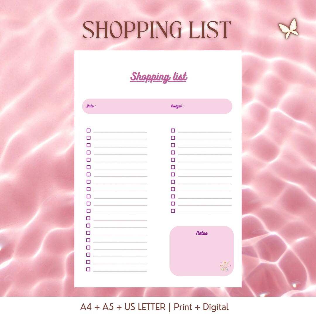 Printable Shopping List A4 | Digital Shopping List | Grocery List ...