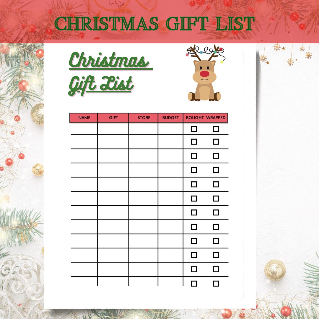 Christmas Gift List | Printable Gift Planner | Christmas Gift Tracker ...