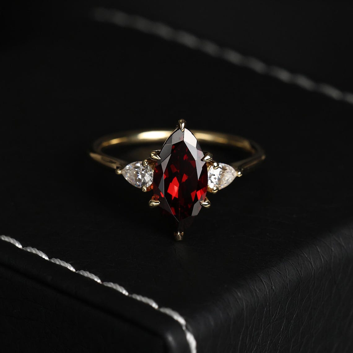 Natural Garnet Ring, 18k Solid Gold Ring, Simple Garnet Ring ...