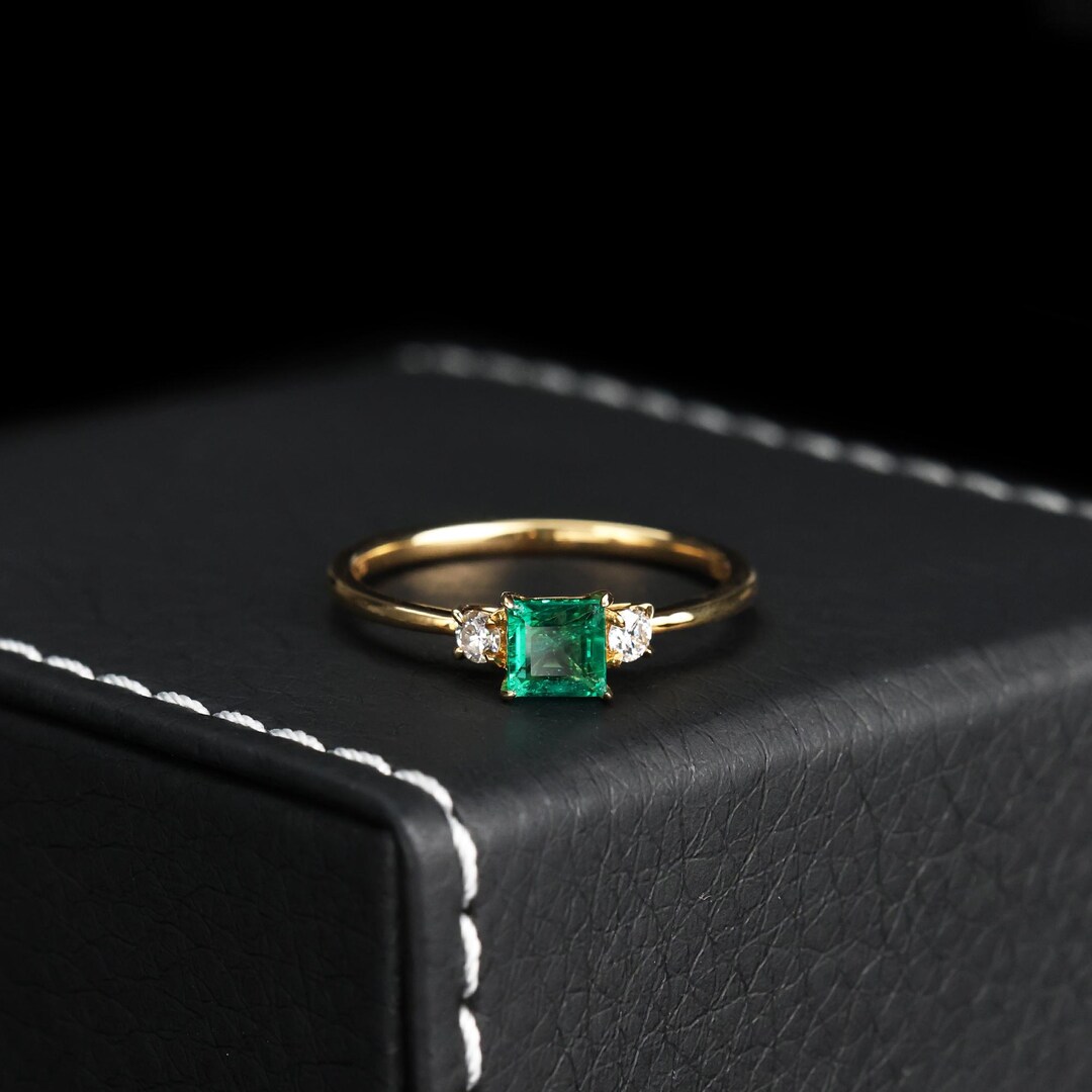 Natural Emerald Ring, 18k Solid Gold Ring ,unique Engagement Ring ...