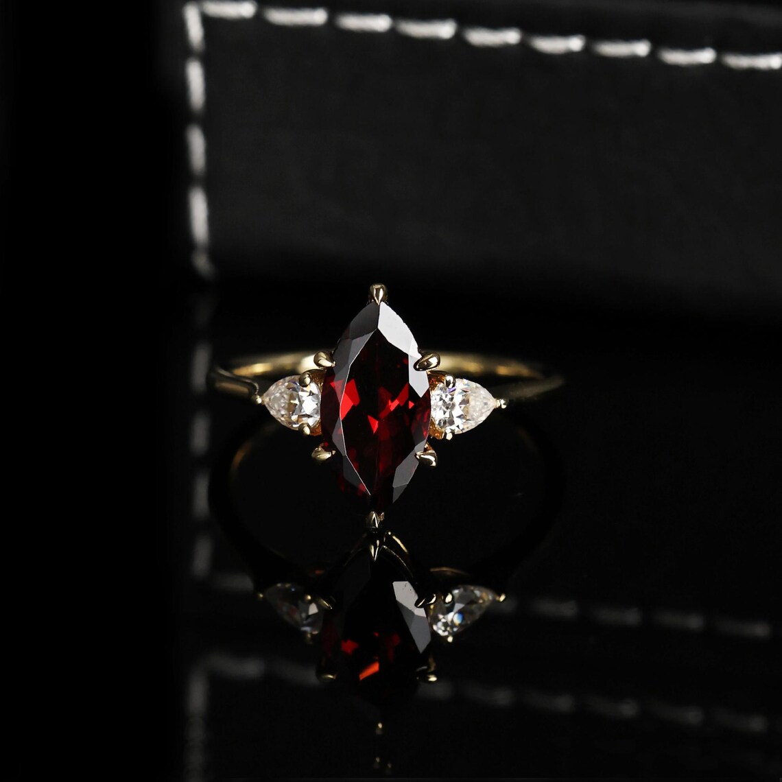 Natural Garnet Ring, 18k Solid Gold Ring, Simple Garnet Ring ...
