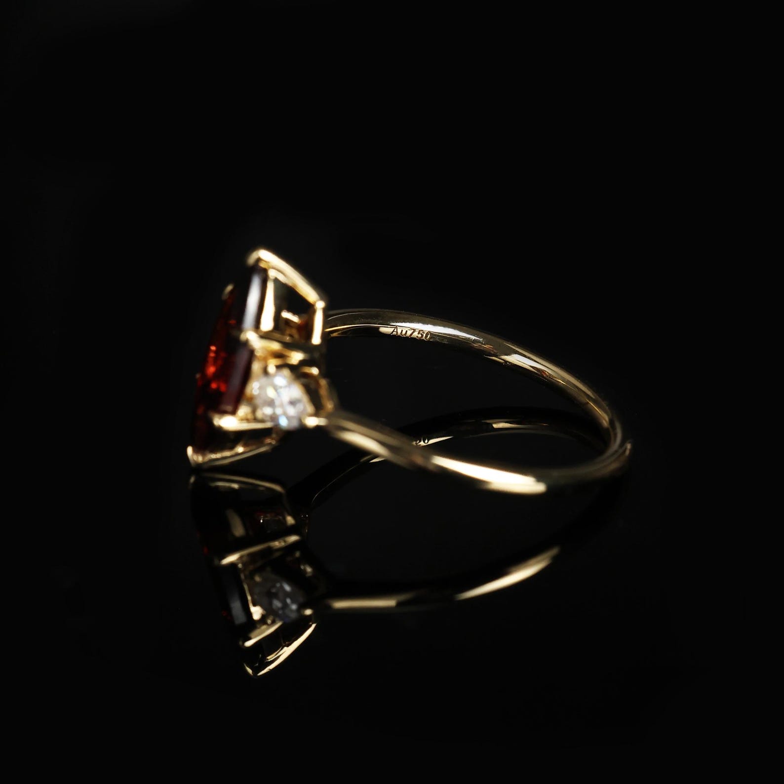Natural Garnet Ring, 18k Solid Gold Ring, Simple Garnet Ring ...