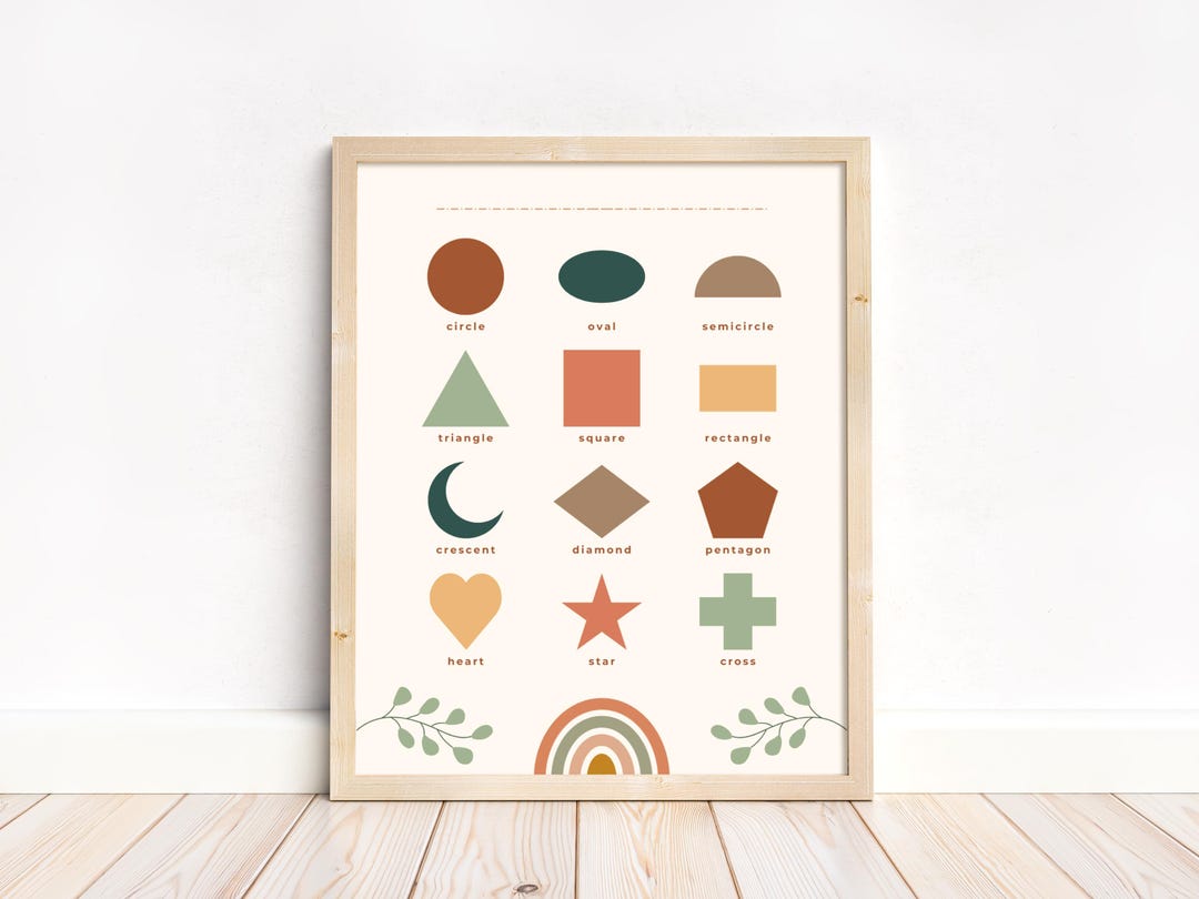 Boho Shapes Poster, Educational Poster Print, Homeschool and Classroom ...