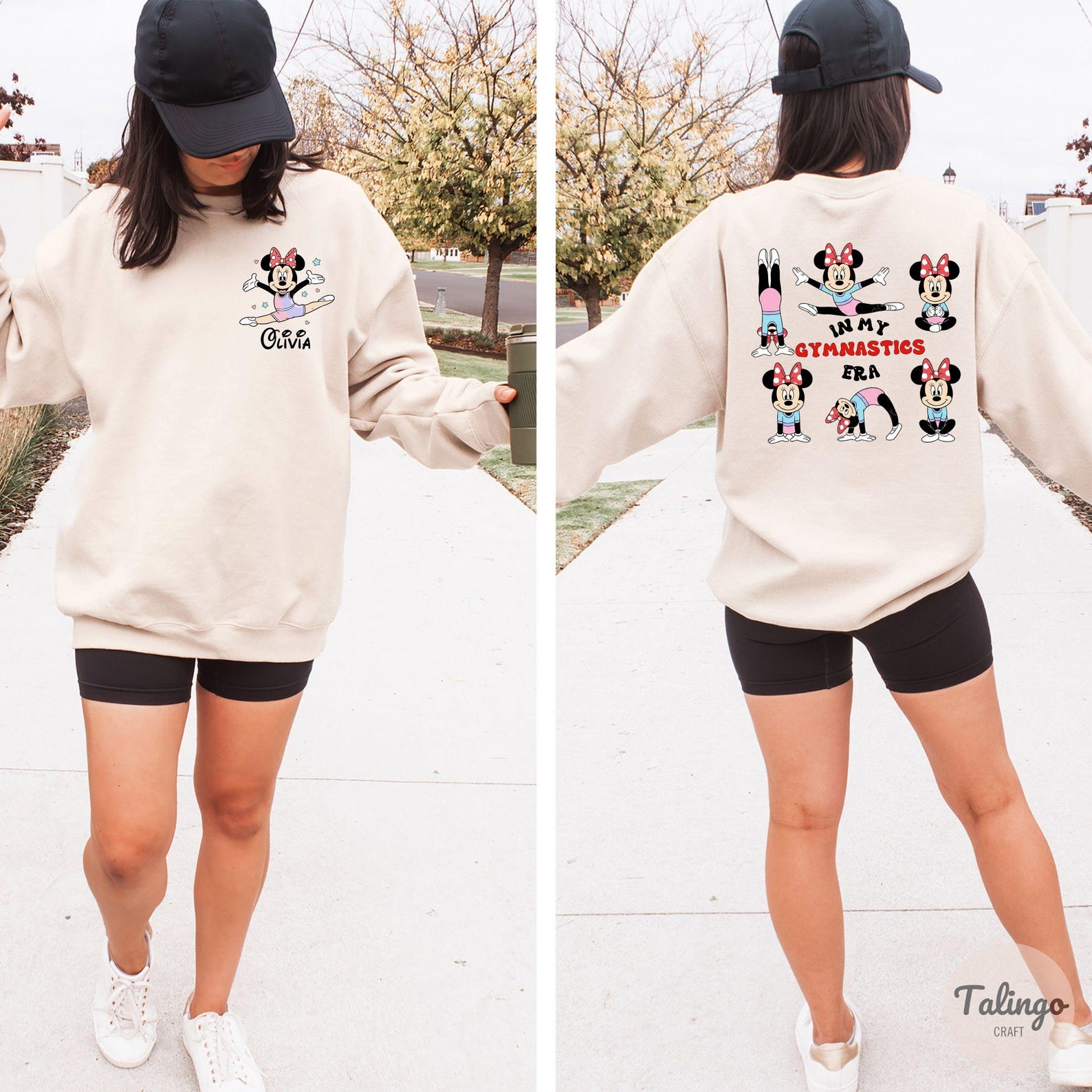 Custom Disney Minnie Mouse Gymnastics Sweatshirt for Girl, Custom Name ...