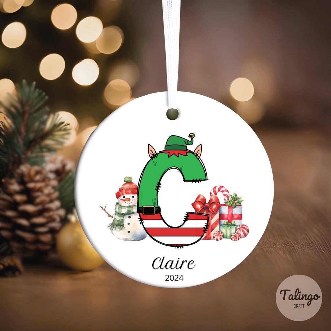 Personalized Letter Name Ornament 2025, Custom Family Name Christmas ...