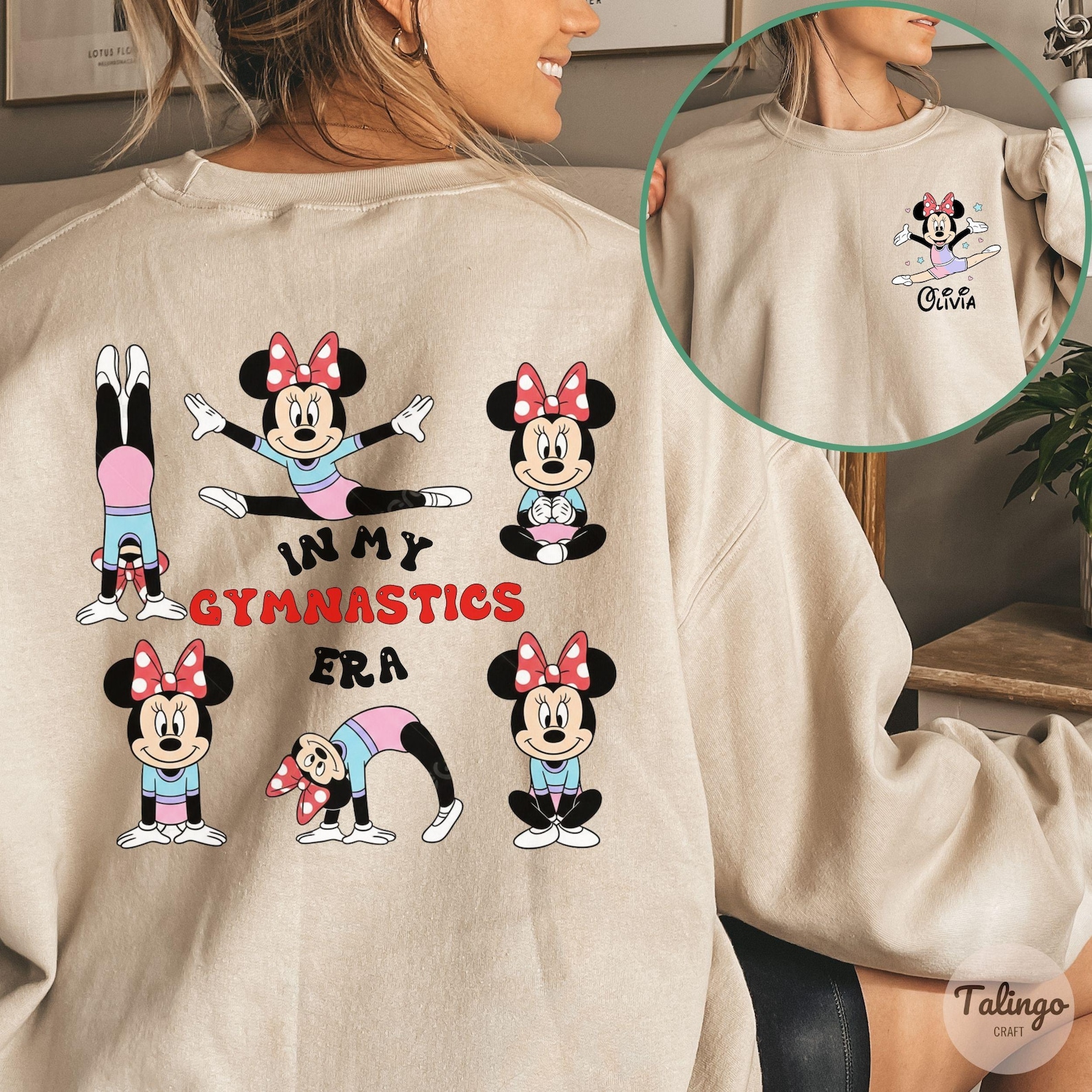 Custom Disney Minnie Mouse Gymnastics Sweatshirt for Girl, Custom Name ...