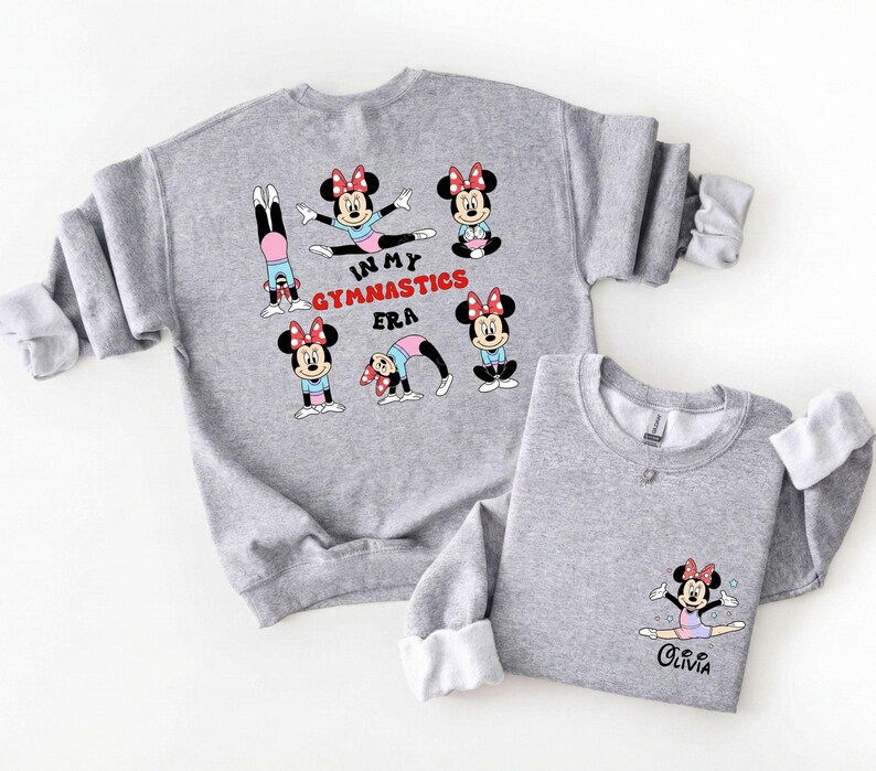 Custom Disney Minnie Mouse Gymnastics Sweatshirt for Girl, Custom Name ...