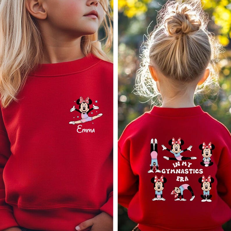 Custom Disney Minnie Mouse Gymnastics Sweatshirt for Girl, Custom Name ...