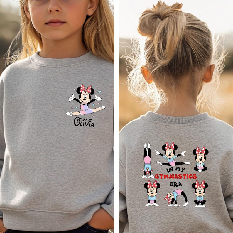 Custom Disney Minnie Mouse Gymnastics Sweatshirt for Girl, Custom Name ...