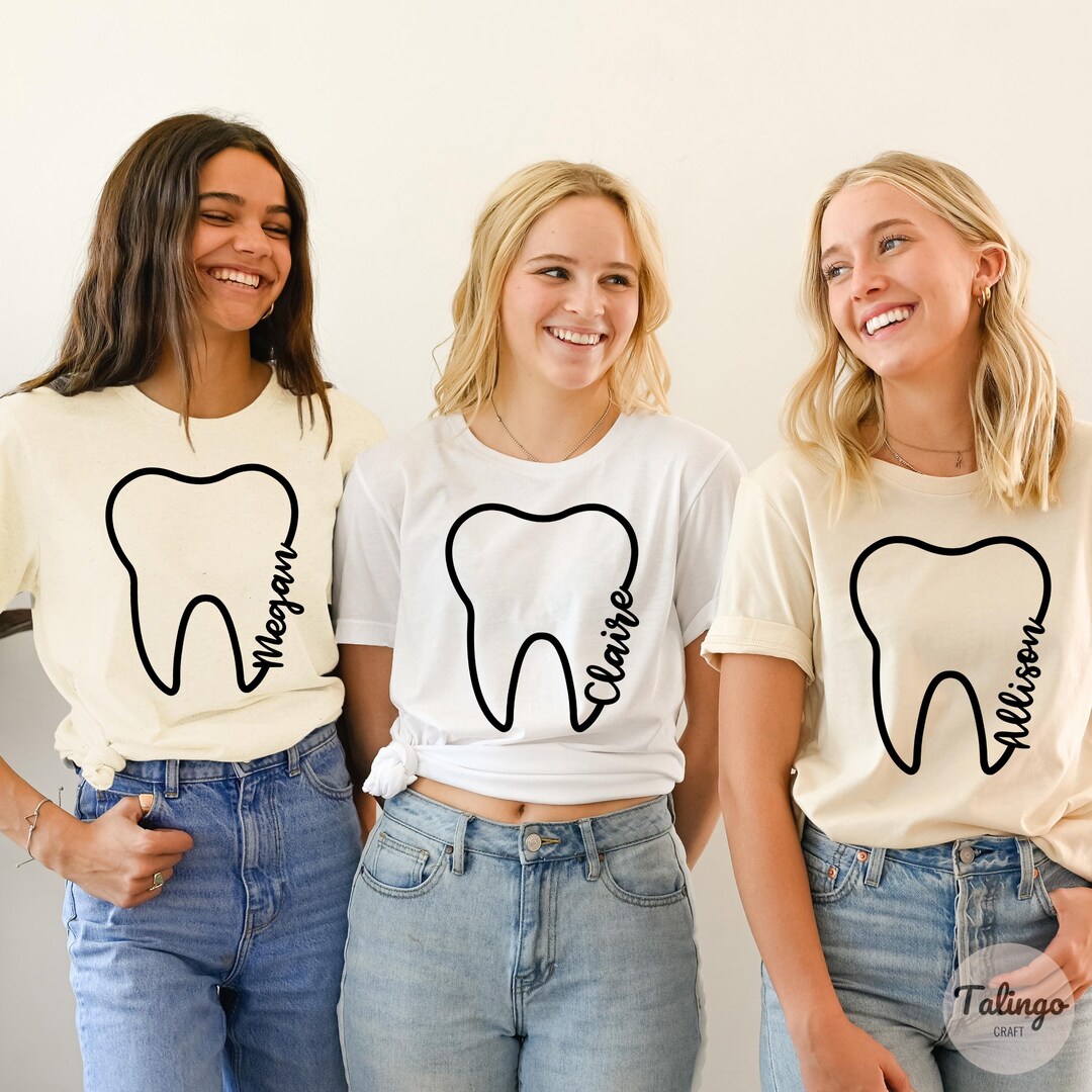 Dentist Personalized Tooth Shirt, Custom Dentist Shirt, Cute Tooth With ...