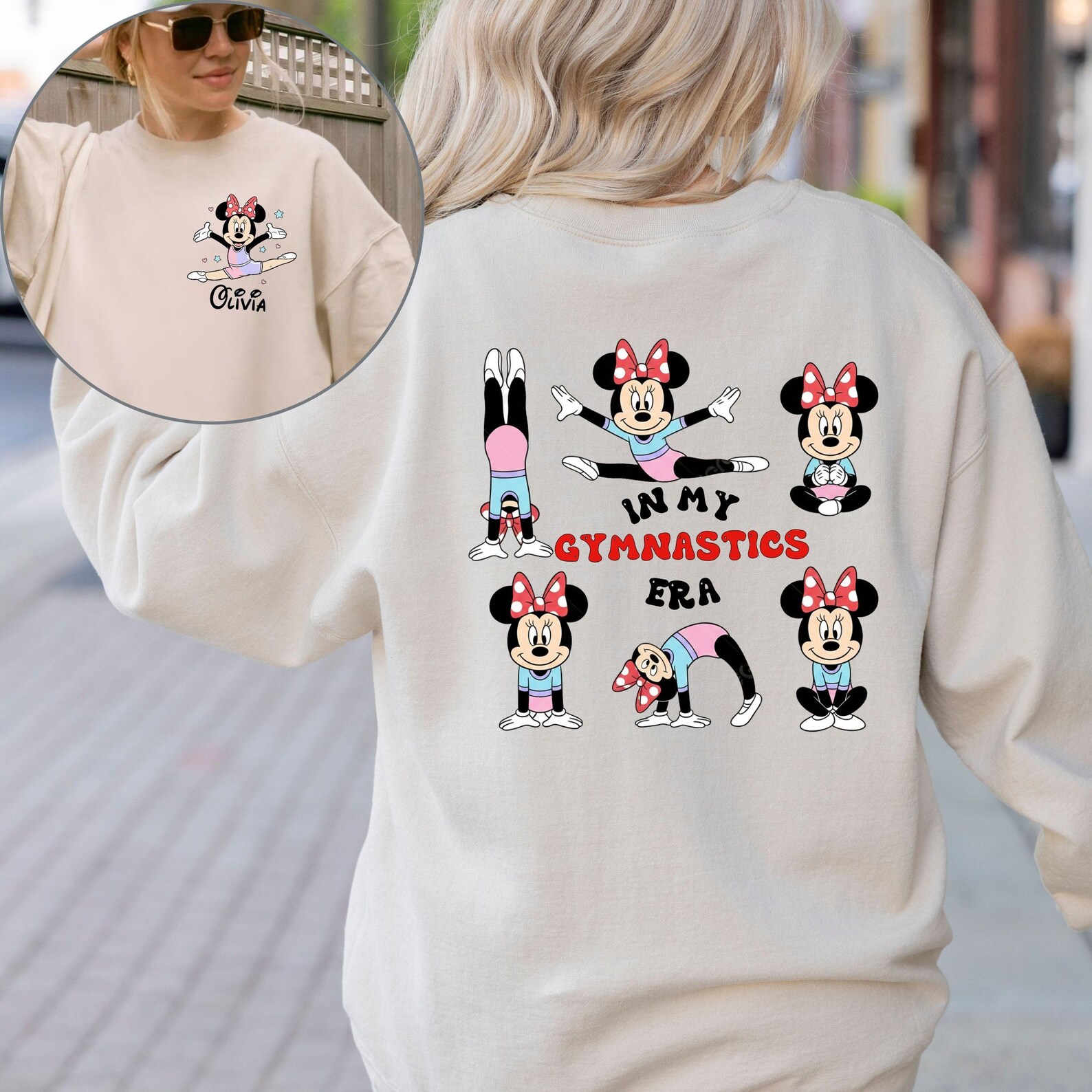 Custom Disney Minnie Mouse Gymnastics Sweatshirt for Girl, Custom Name ...