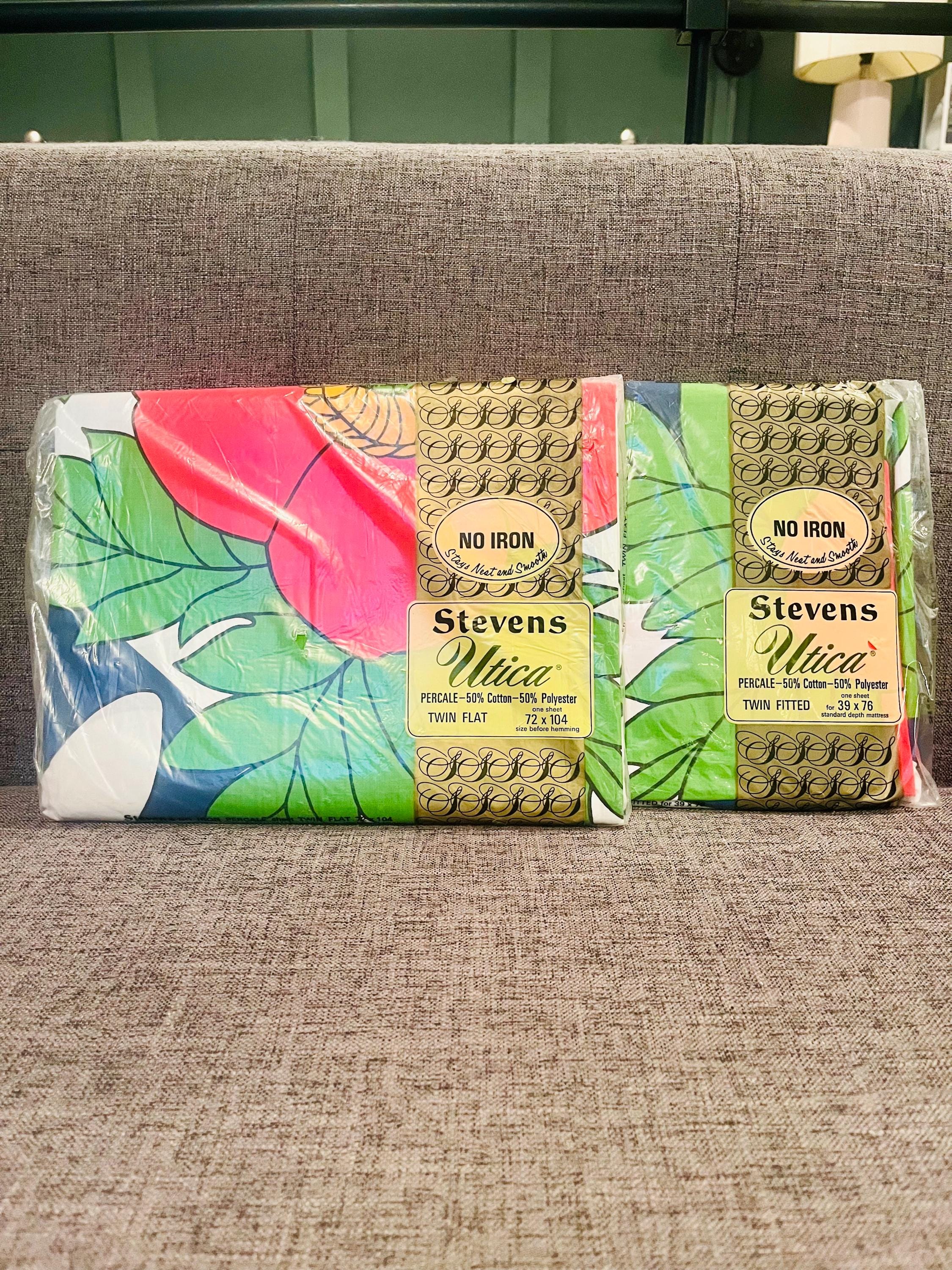 Vintage Stevens Utica Bedding/1970s Nos/percale/muslin/no Iron Bed ...