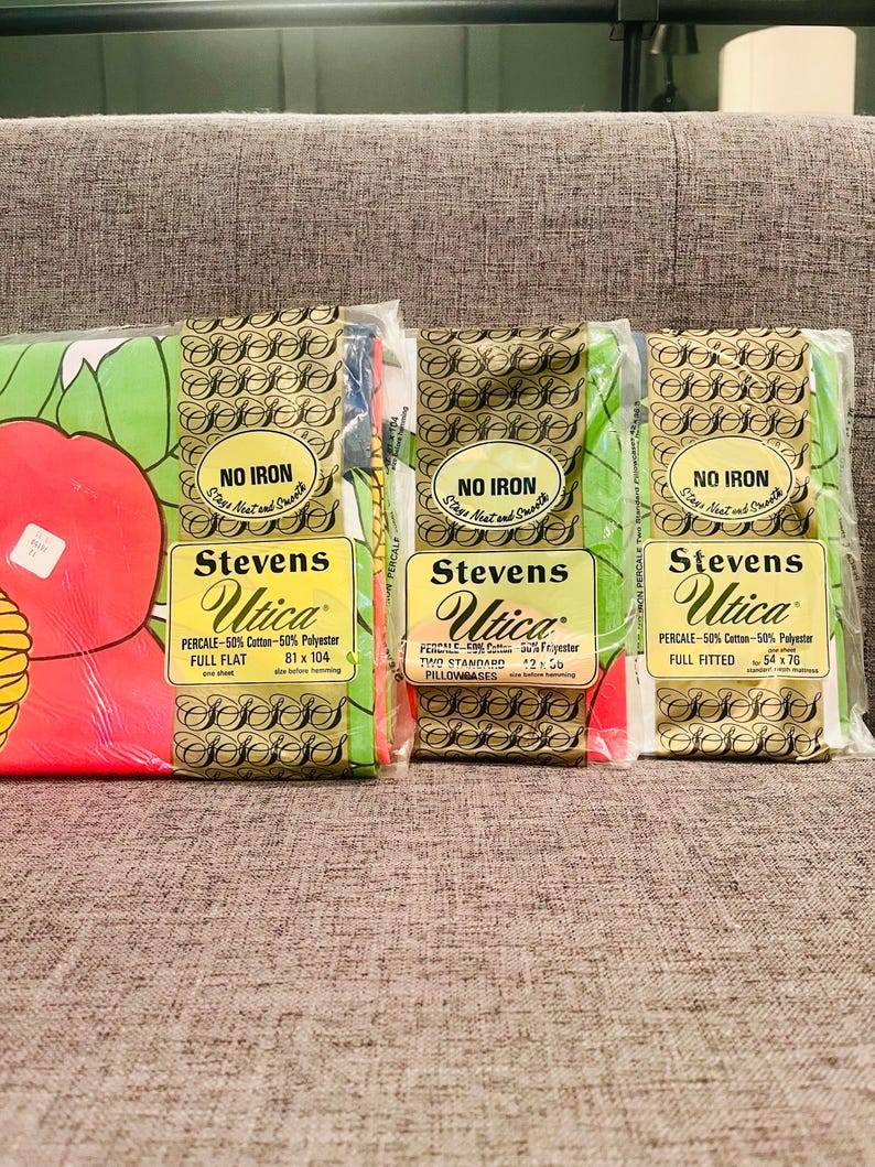 Vintage Stevens Utica Bedding/1970s Nos/percale/muslin/no Iron Bed ...