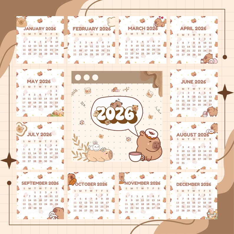 2026 Mini Desk Calendar Template - Etsy