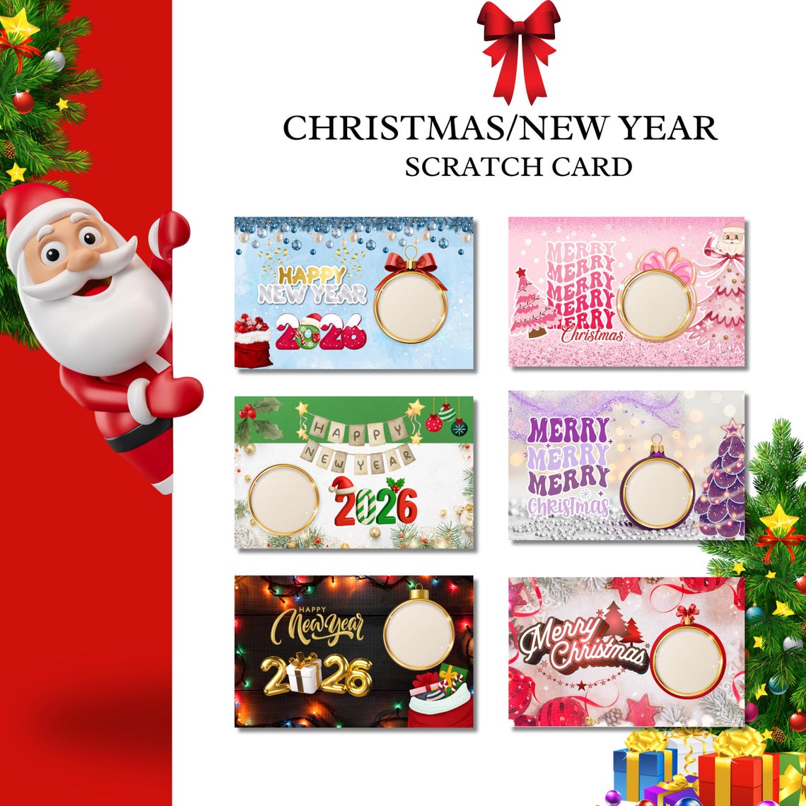 30pcs Christmas and New Year Scratch Card Template - Etsy