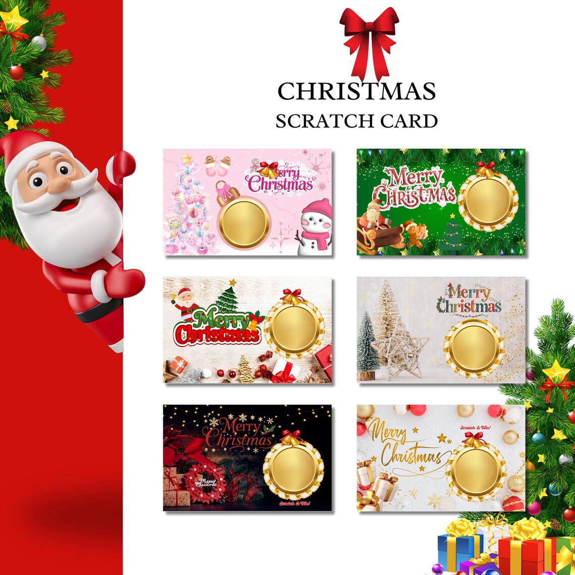 30pcs Christmas and New Year Scratch Card Template - Etsy