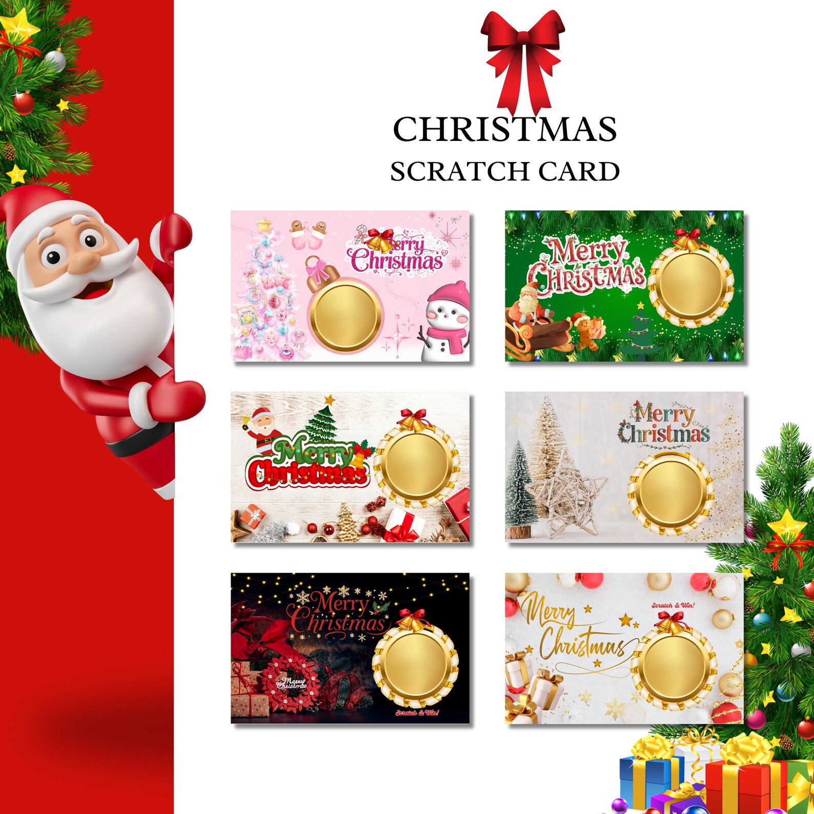 30pcs Christmas and New Year Scratch Card Template - Etsy