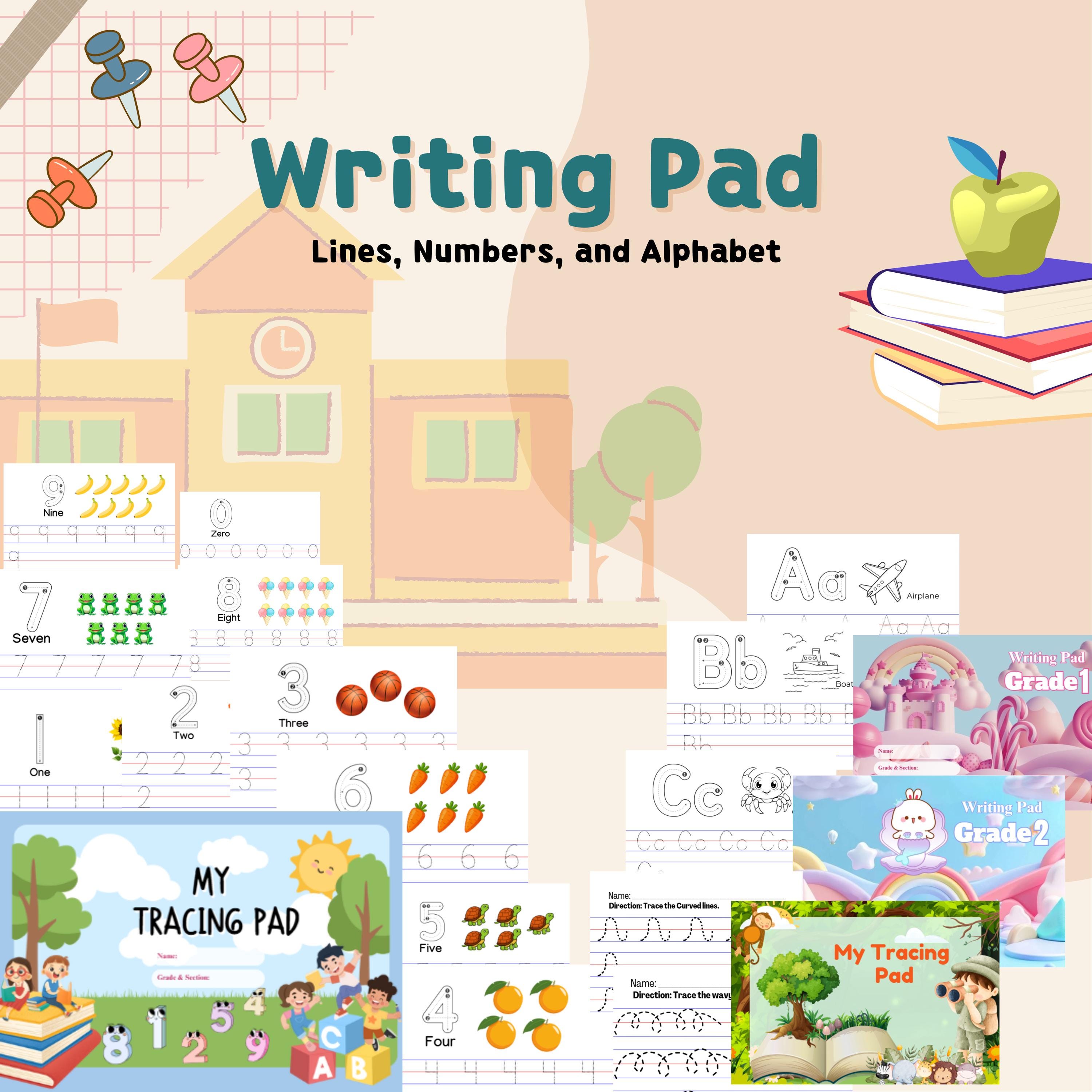 Kids Tracing Pad: Letters, Numbers, Shapes (printable PDF) - Etsy