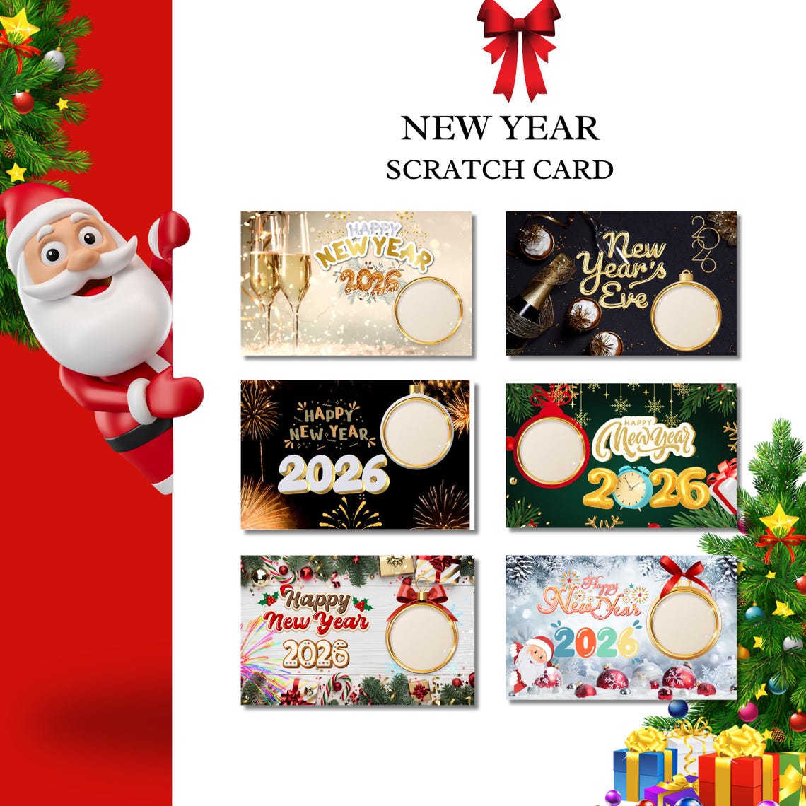 30pcs Christmas and New Year Scratch Card Template - Etsy