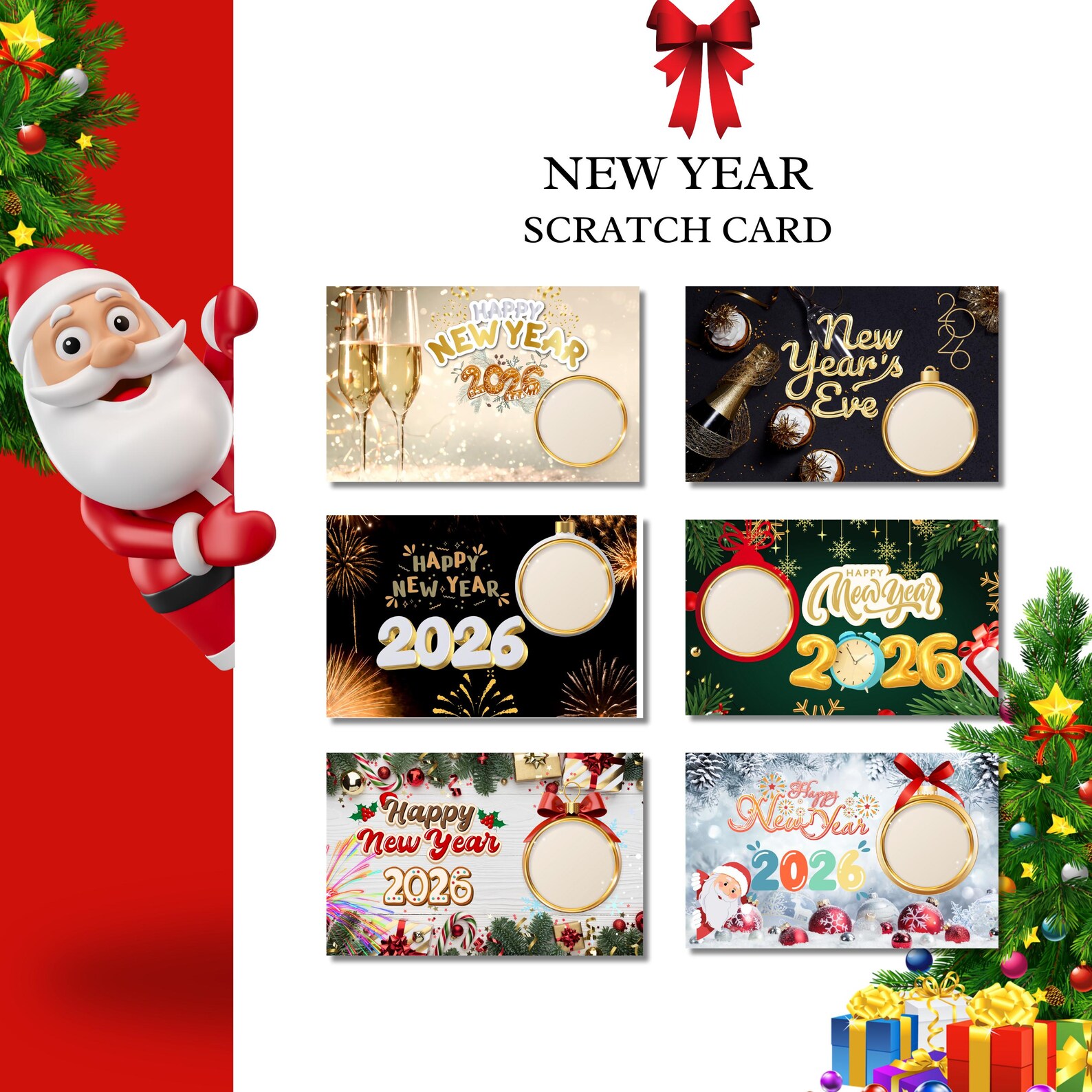 30pcs Christmas and New Year Scratch Card Template - Etsy