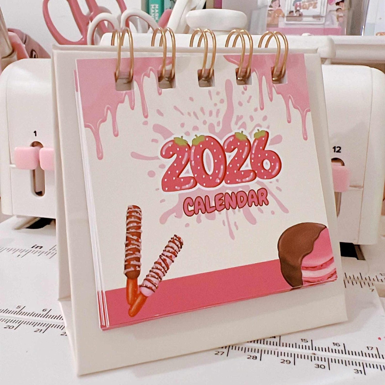 2026 Strawberry Mini Desk Calendar Template - Etsy