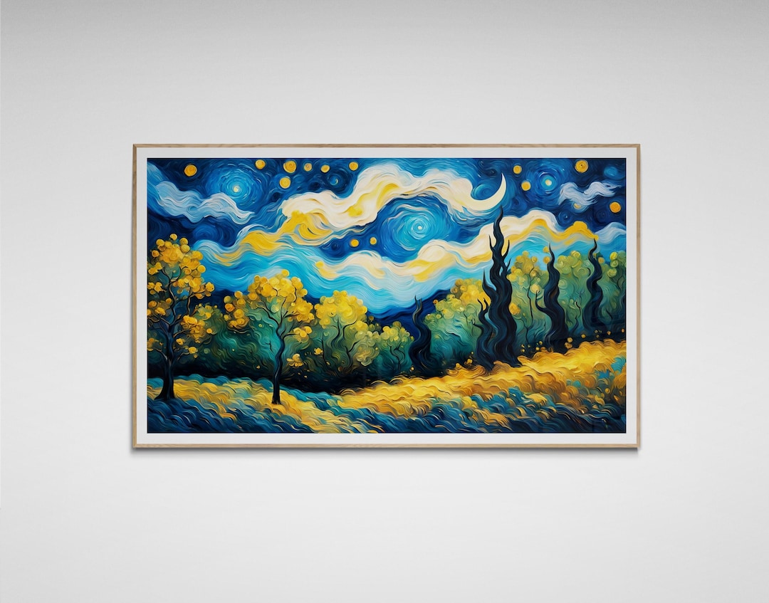 Vincent Van Gogh Style Art Print Impressionist Painting Another Starry ...