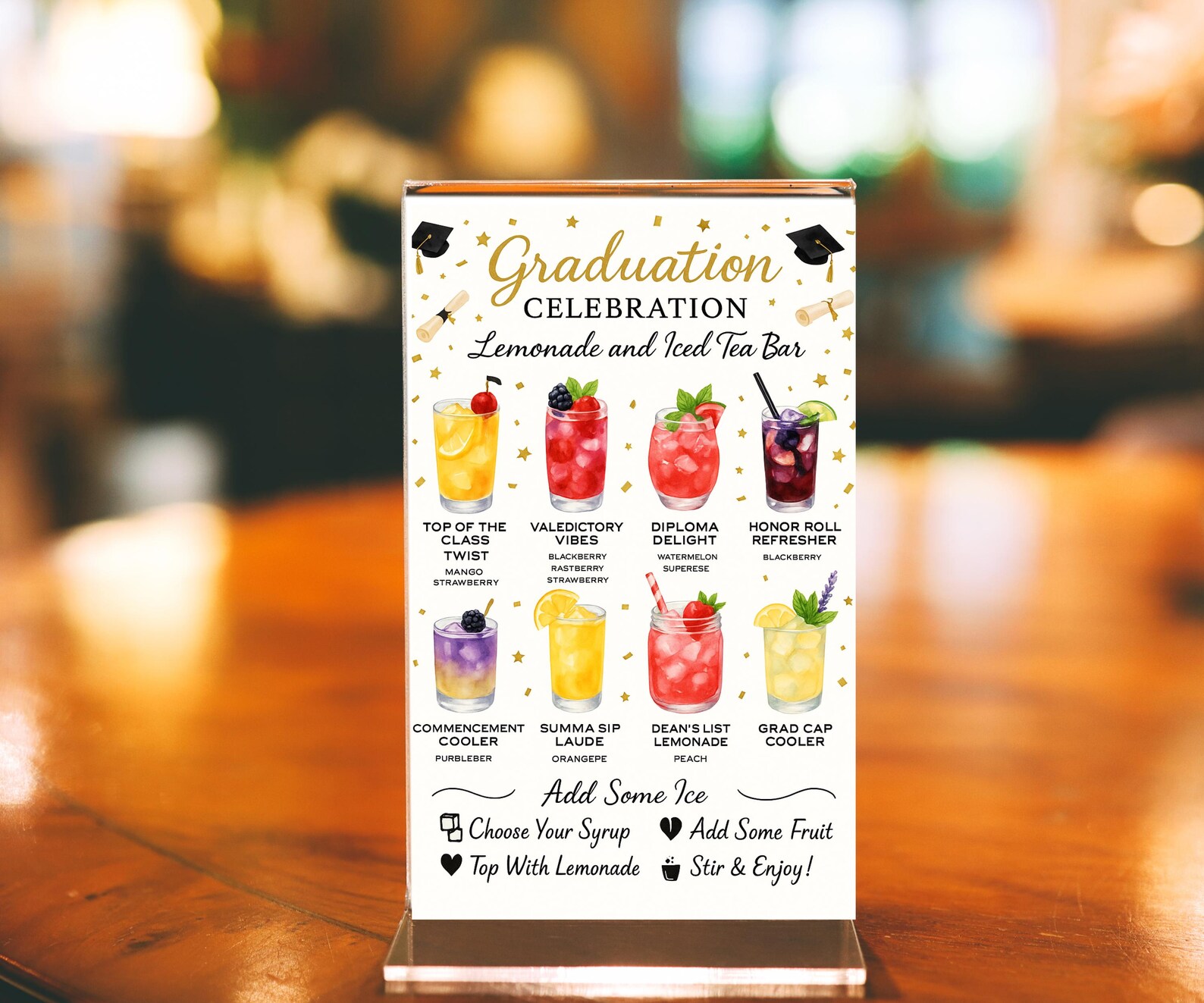 Graduation Lemonade Bar Menu Sign PDF/PNG, Class of 2025 Themed ...