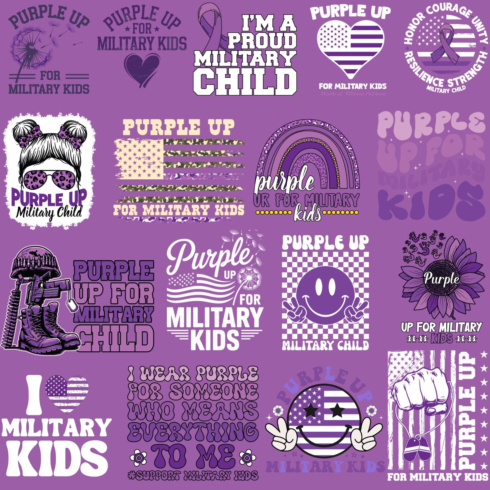 Military Child PNG Bundle, Purple up Month Designs (digital Download - Etsy