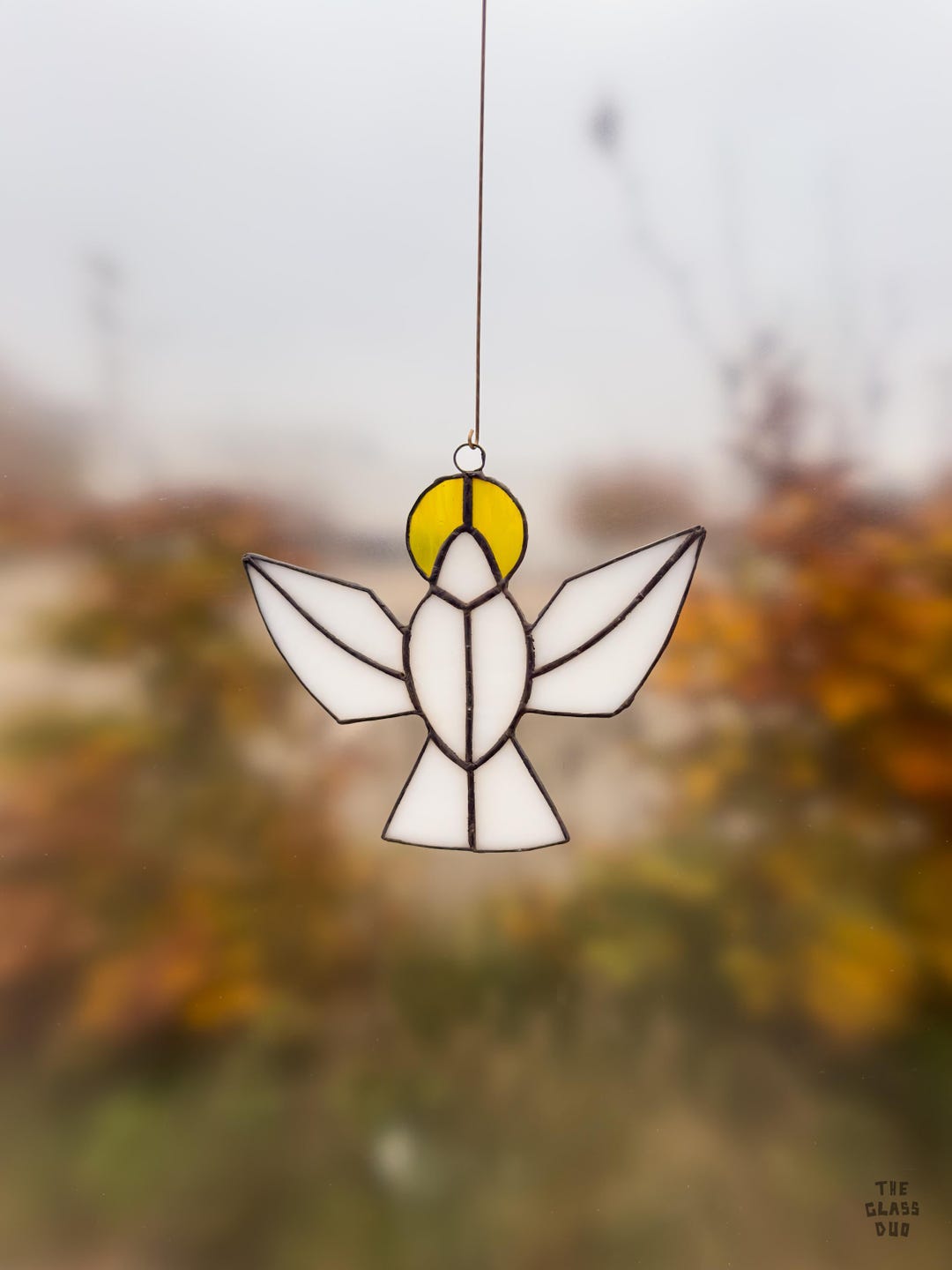 Handcrafted Stained Glass Window Hanger White Dove | Holy Spirit ...