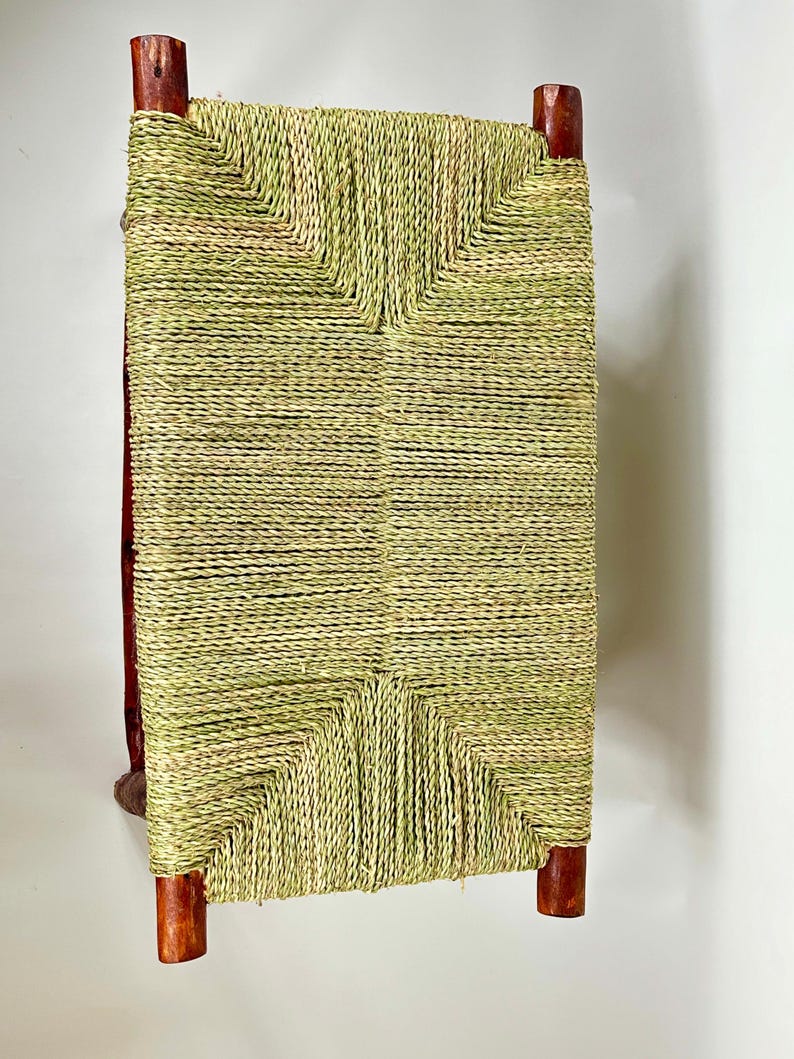 Moroccan Handwoven Bench – Boho Rustic Style, Natural Palm Leaf Seating ...