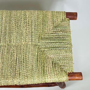 Moroccan Handwoven Bench – Boho Rustic Style, Natural Palm Leaf Seating ...