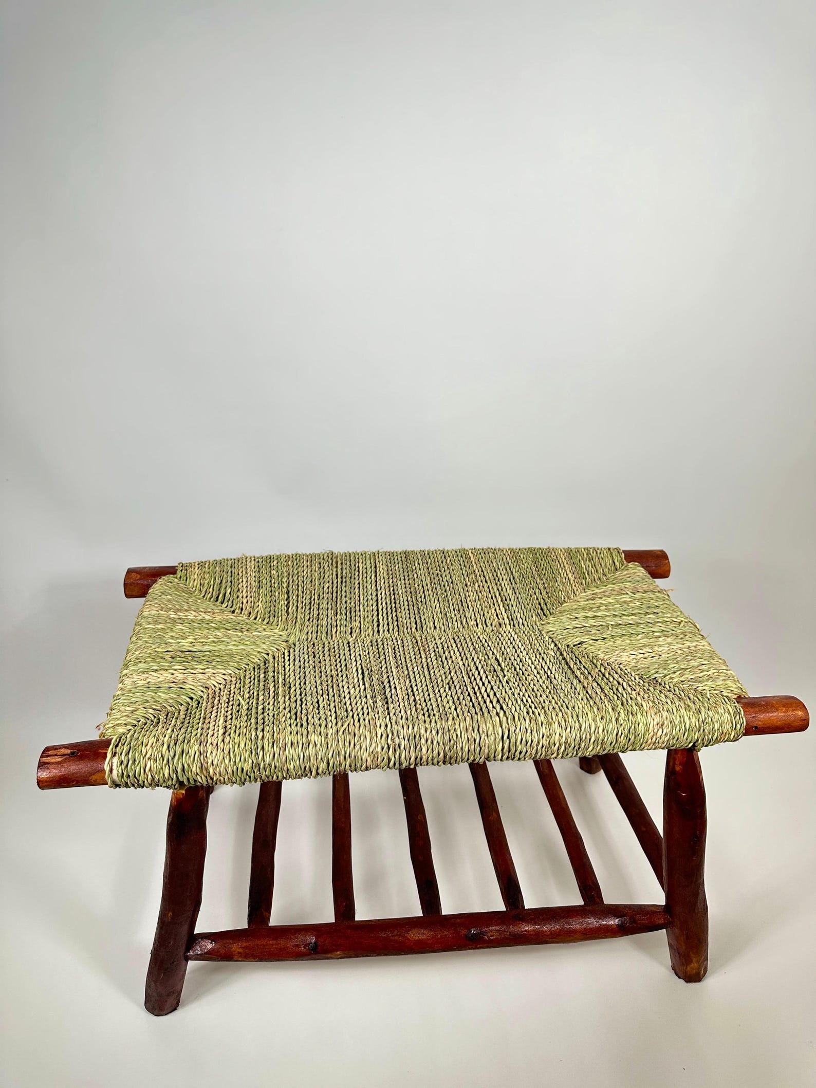 Moroccan Handwoven Bench – Boho Rustic Style, Natural Palm Leaf Seating ...