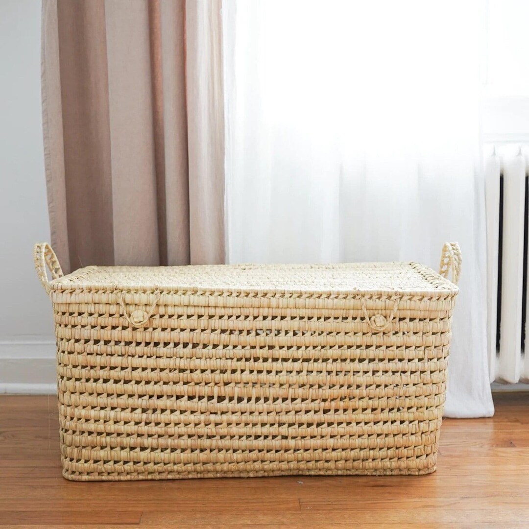 LARGE Wicker Storage Chest,palm Leaf Storage , Toy Box,storage Baskets ...
