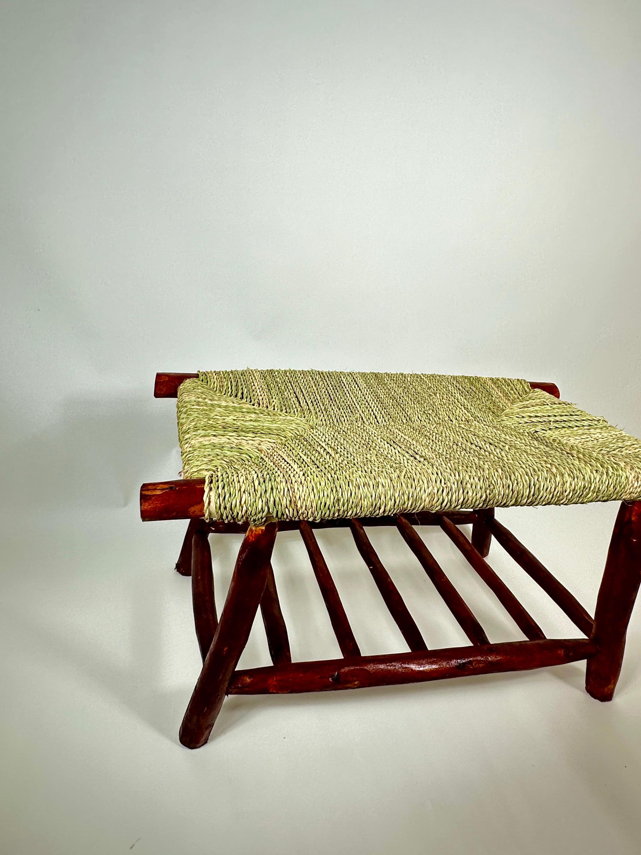 Moroccan Handwoven Bench – Boho Rustic Style, Natural Palm Leaf Seating ...