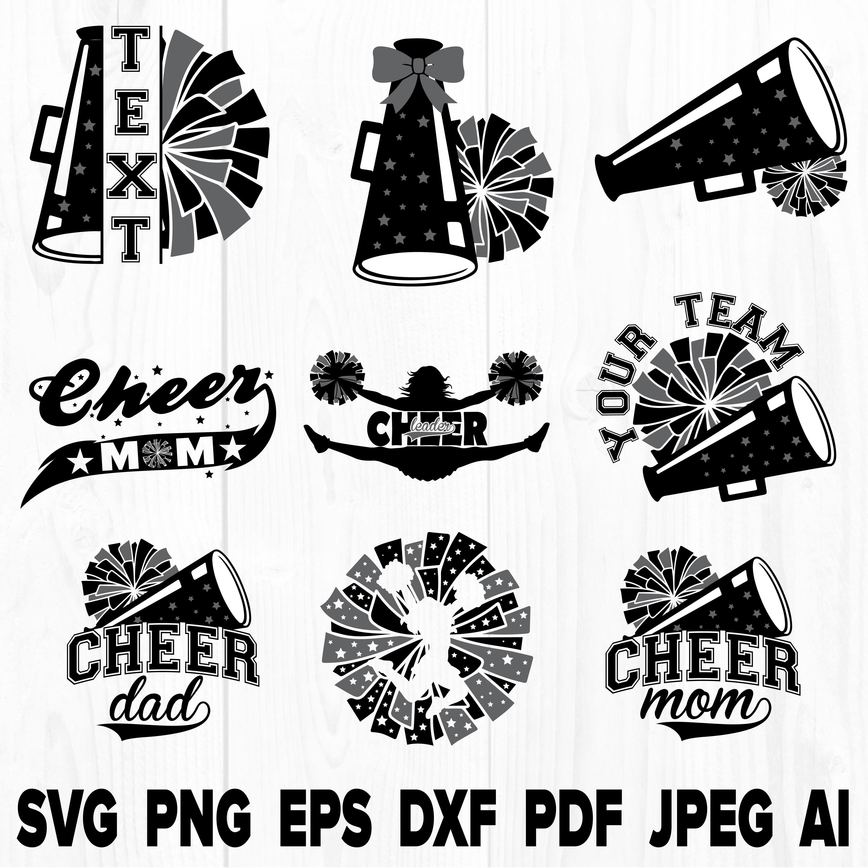 Cheer SVG Bundle: Cheerleader Clipart, Pom Pom, Megaphone (digital ...