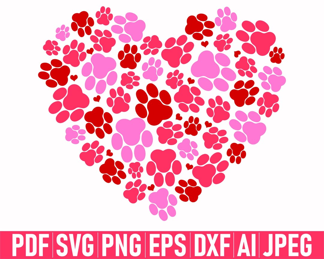 Dog Valentine SVG, Valentines Day SVG, Paw Heart SVG, Dog Mom Svg, Dog ...