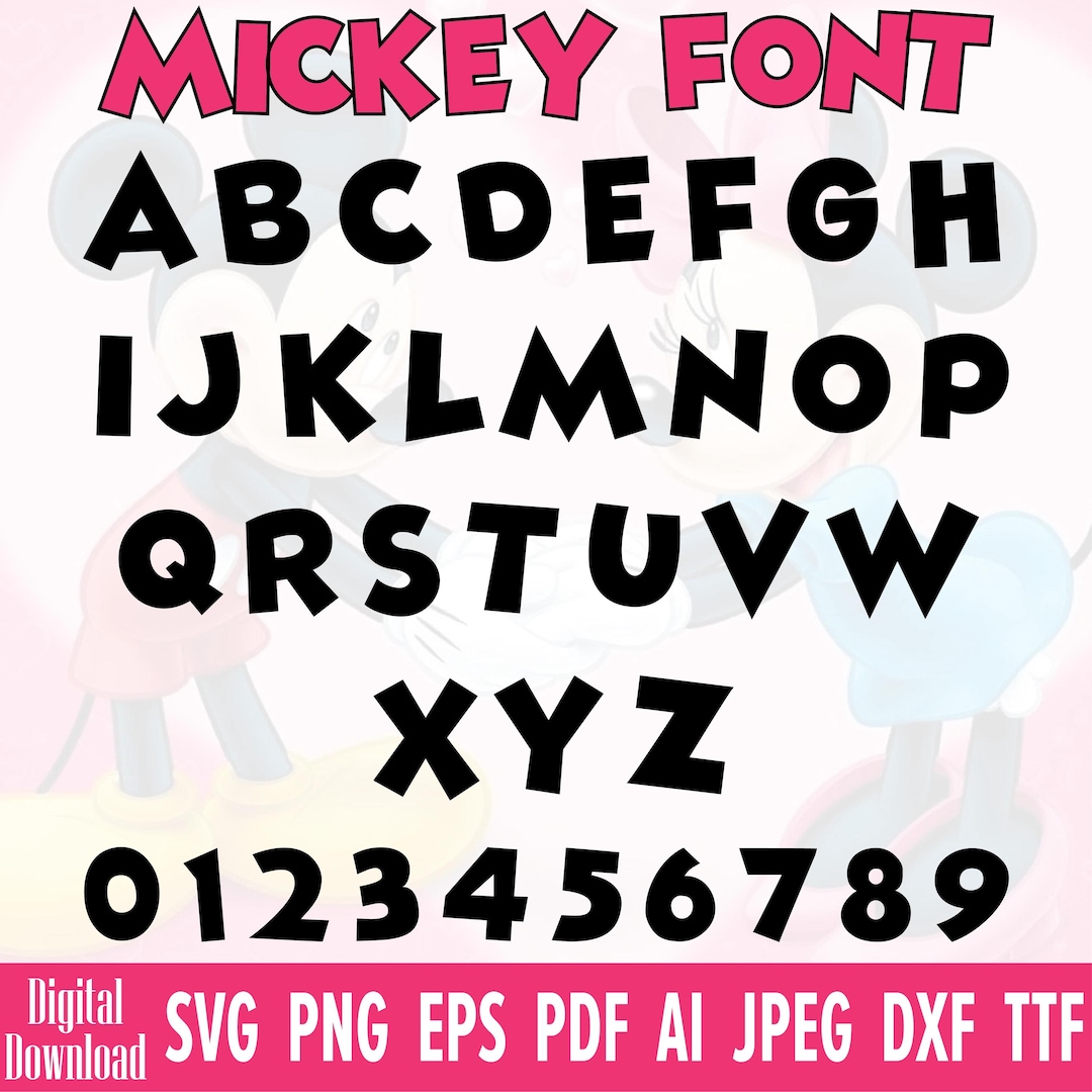 Mickey Font Svg, Mickey Mouse Letters, Mickey Minnie Font, Mouse Font ...