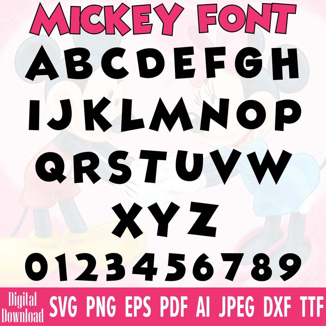 Mickey Font Svg, Mickey Mouse Letters, Mickey Minnie Font, Mouse Font ...