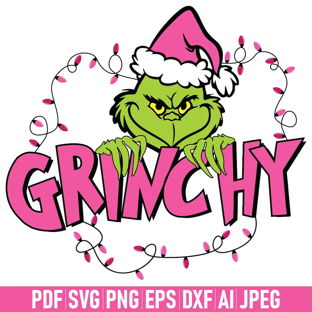 Pink Grinch, Christmas SVG, Grinch Doodle Letters, Grinchy PNG, Grinch ...